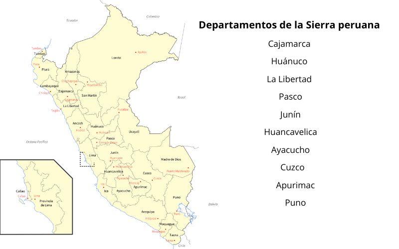 Regiones Y Ciudades Principales Del Per Regiones Y Departamentos Del