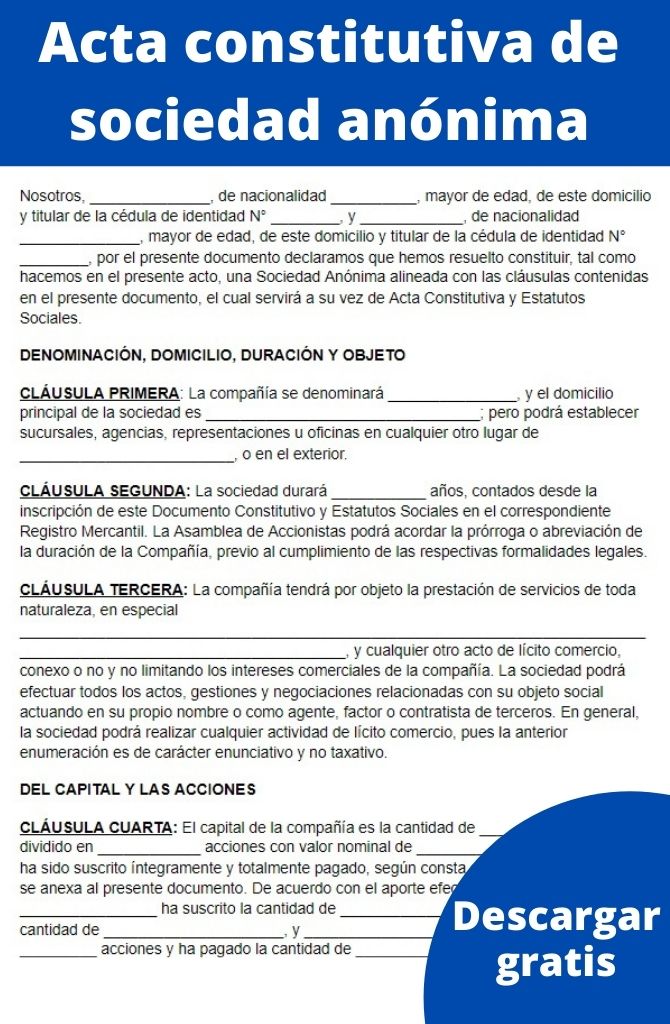 Acta Constitutiva de una Empresa (Modelos de Ejemplo)