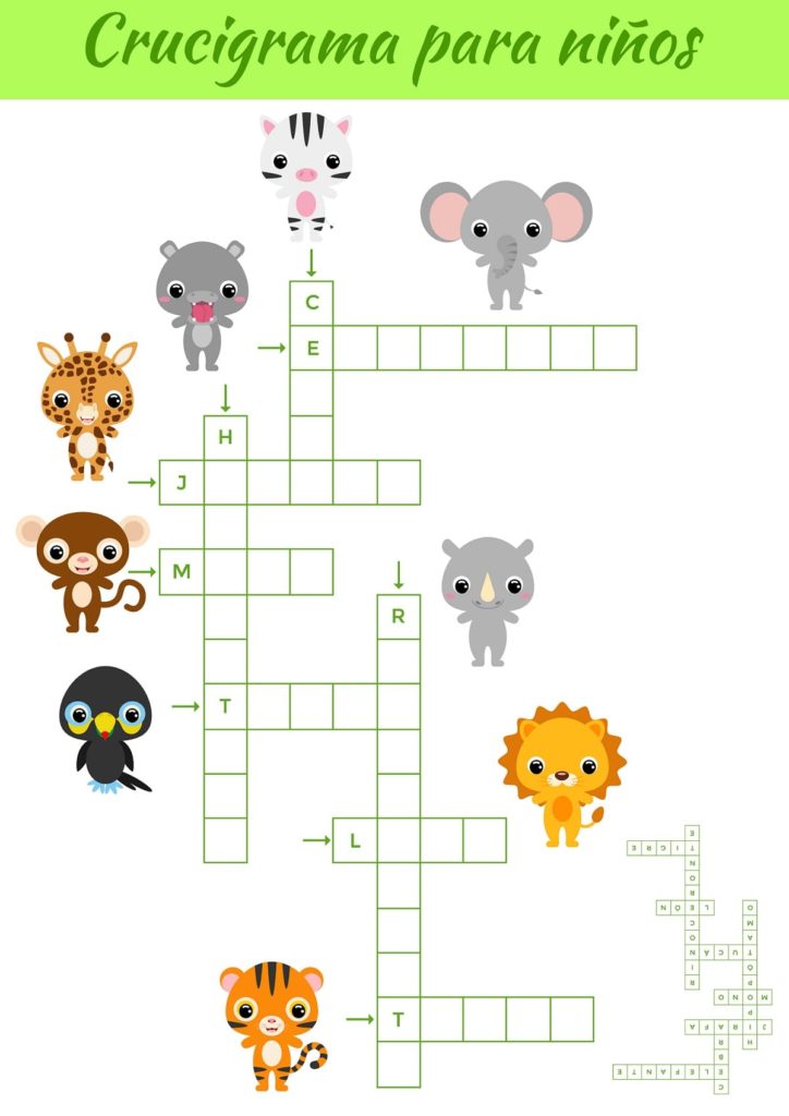 20 Crucigramas para Niños en Español (Divertidos y Fáciles)