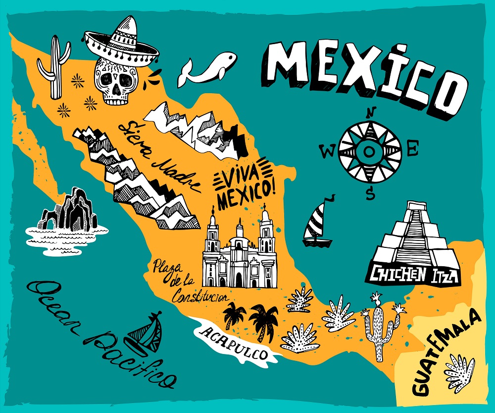Mapas de México con y sin nombres de ciudades y estados