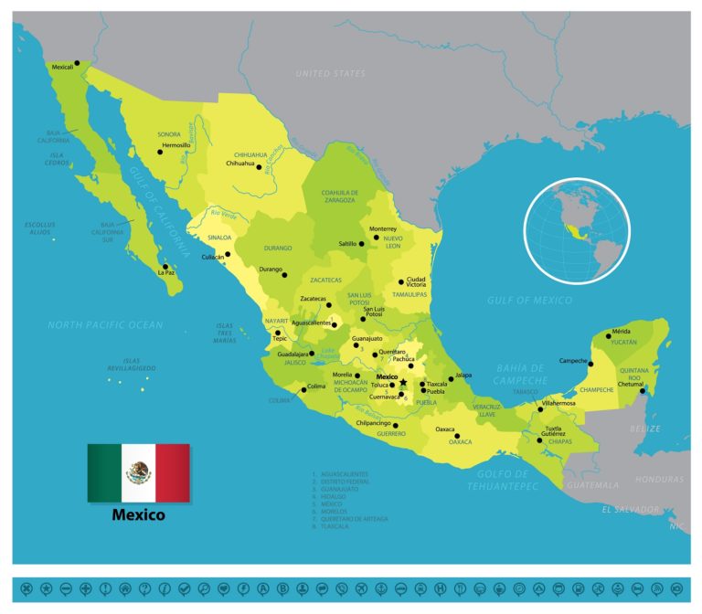 Mapas de México con y sin nombres de ciudades y estados
